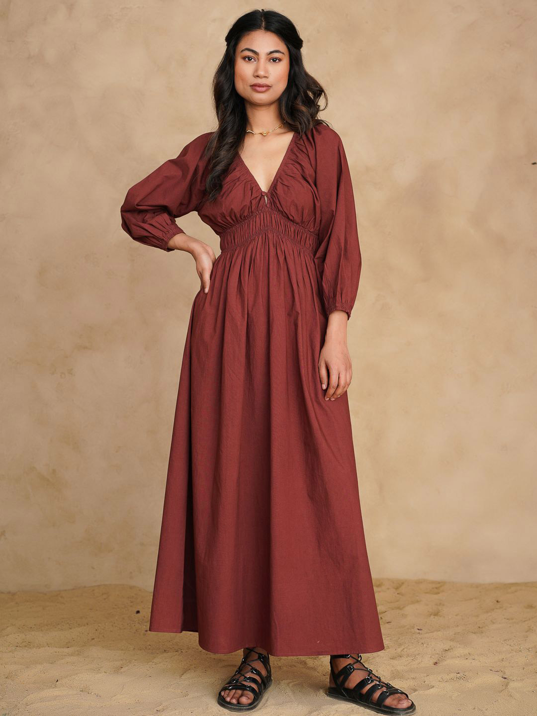 Buy Tailor Didi Women V Neck Empire Maxi Dress - Dresses for Women ...