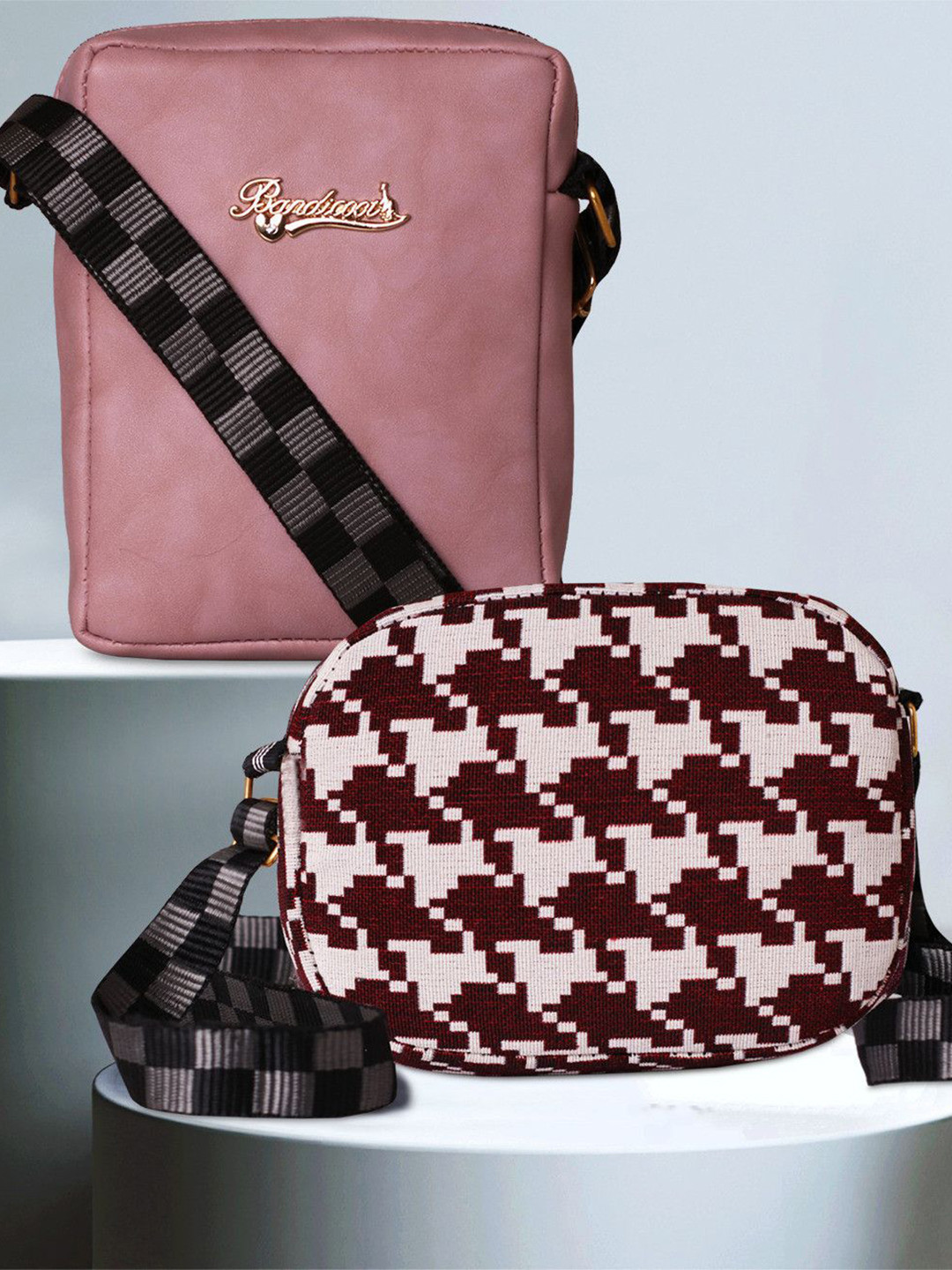 Buy BANDICOOT Set OF 2 Embellished Structured Sling Bag With Tasselled ...