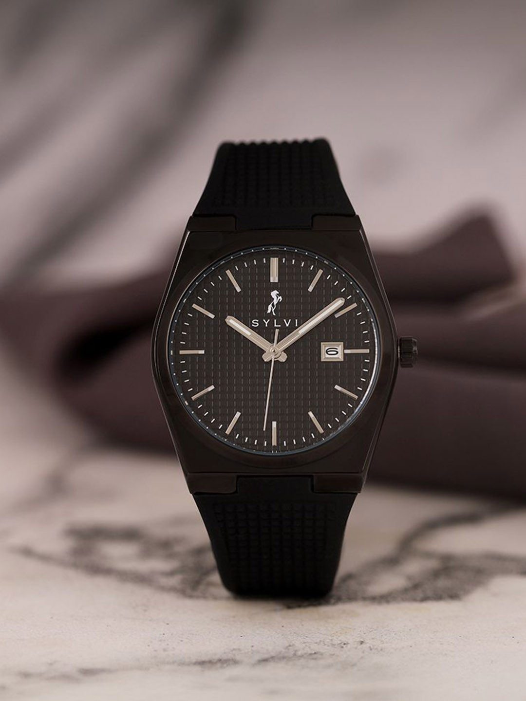 Buy Sylvi Men Patterned Dial & Straps Analogue Multi Function Watch Pro Black PU - Watches for ...