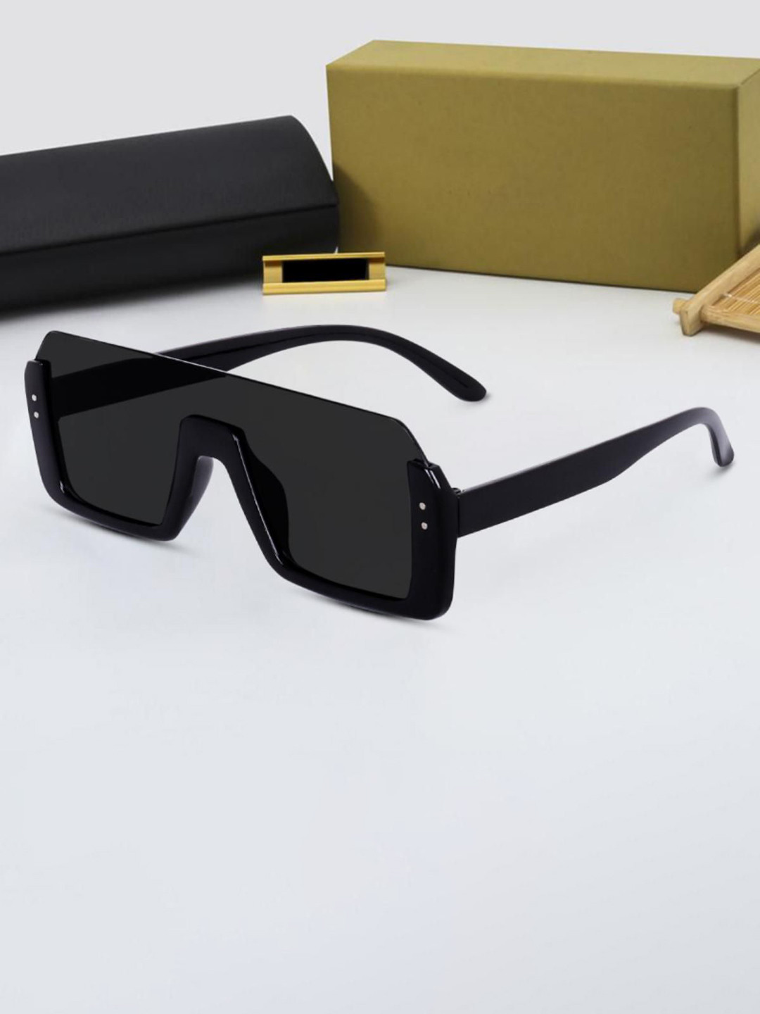 Buy DEXENT COLLECTION Unisex Square Sunglasses With UV Protected Lens Sahil Khan Black ...