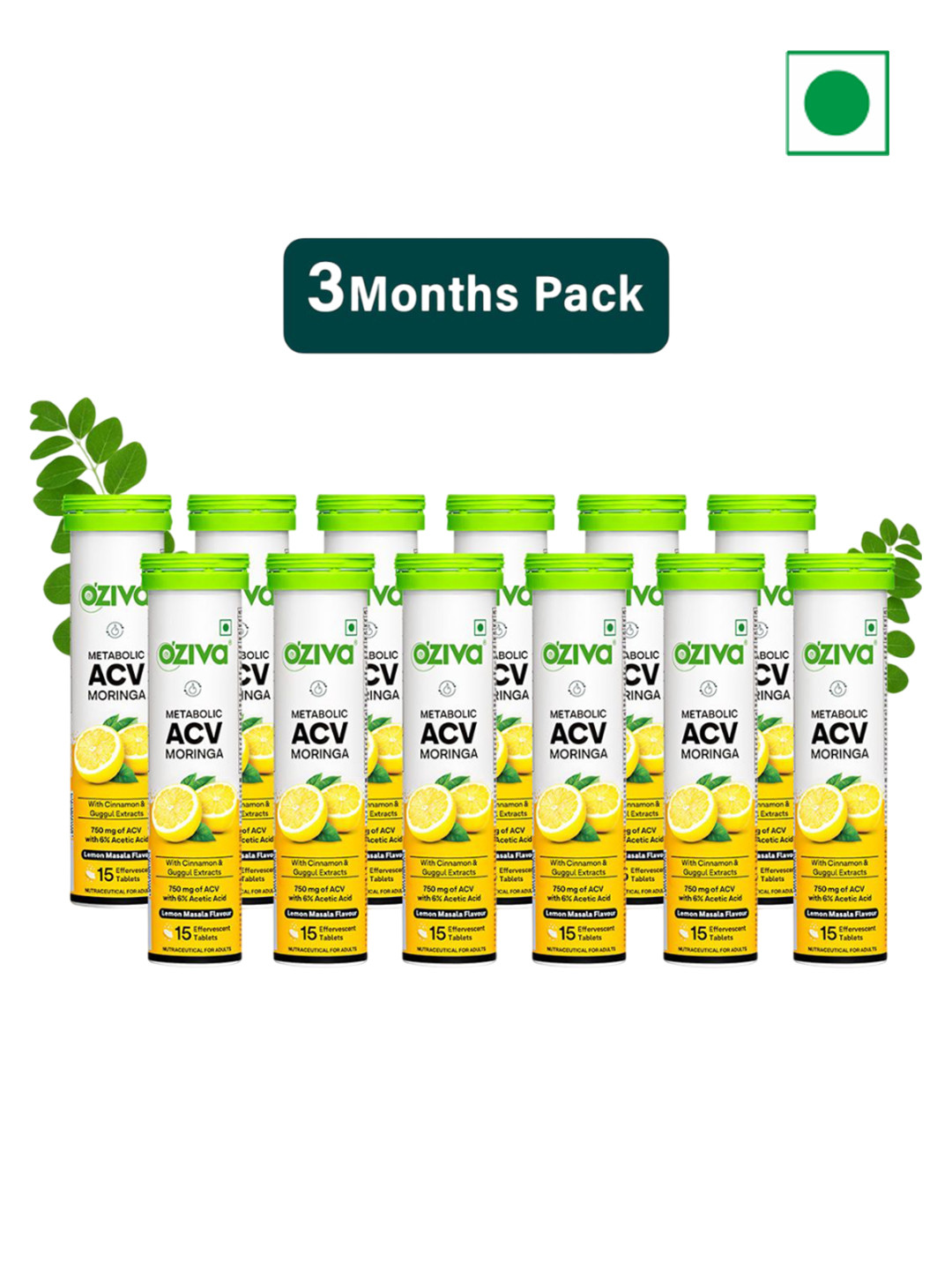 Buy OZiva Set Of 12 ACV Moringa To Control Cravings 15 Tablets Each ...