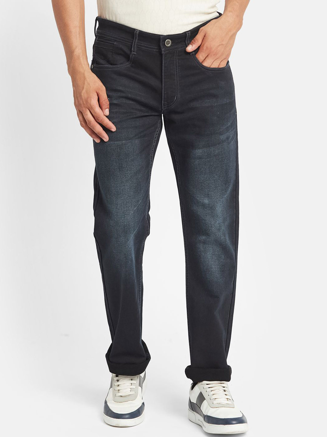 Buy Octave Men Regular Fit Mid Rise Light Fade Stretchable Jeans ...