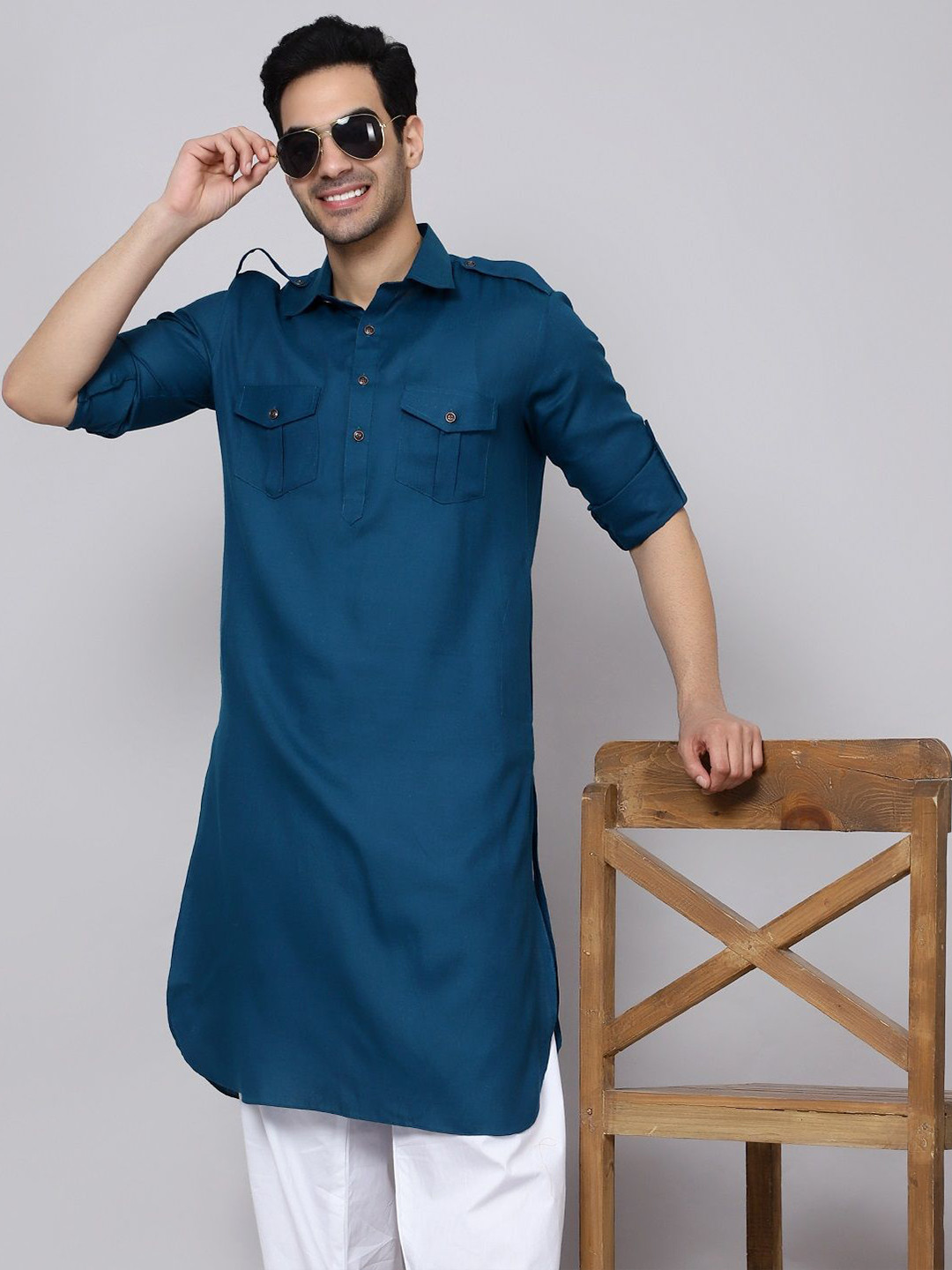 Buy Sultan The King Of Kurta Men Solid Pathani Kurtas - Kurtas for Men ...