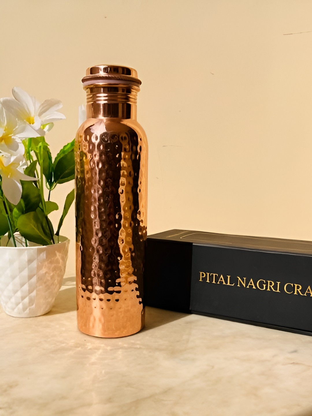 Buy Pital Nagri Craft Gold Toned Single Copper Solid Water Bottle 1000 ...