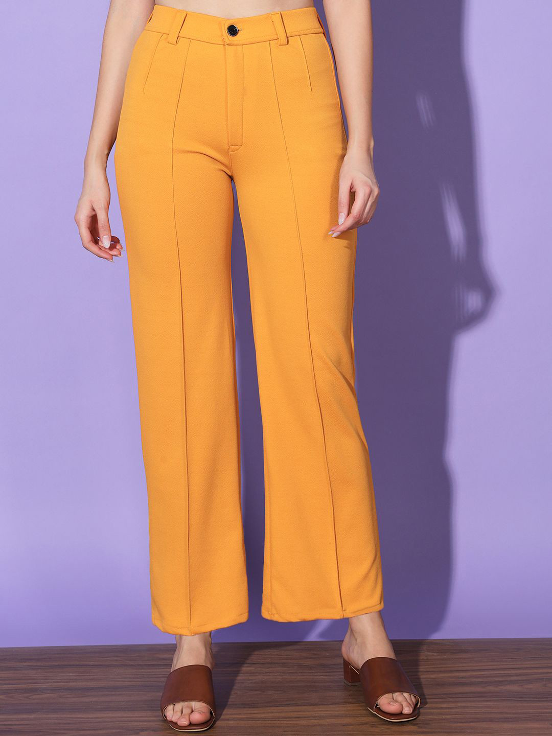 Buy DIMPY GARMENTS Women Comfort High Rise Pleated Trousers - Trousers ...