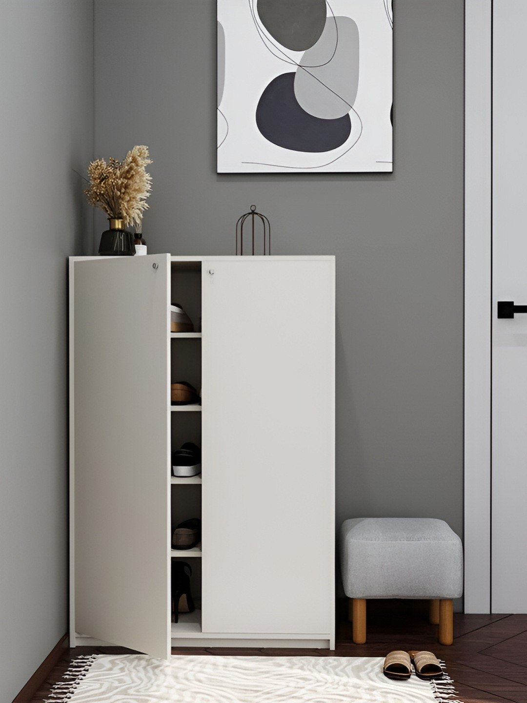 Buy Homeeasy White Wooden Shoe Rack Space Saving Organizer With Ample ...