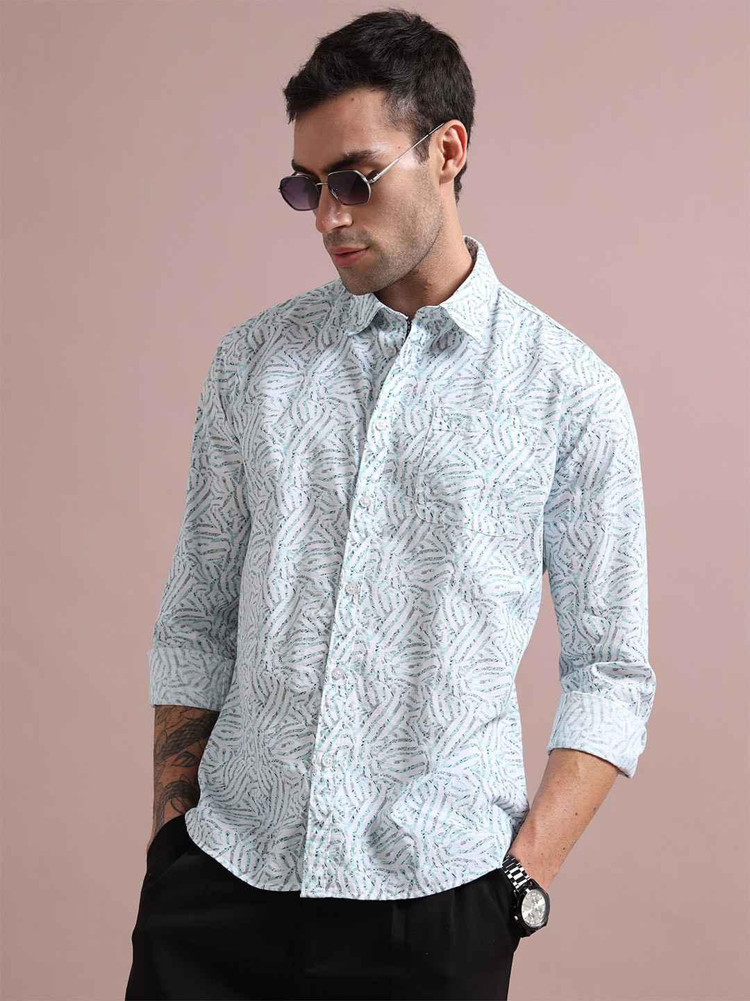 Buy RIGS AND RAGS Men Classic Printed Casual Shirt - Shirts for Men ...