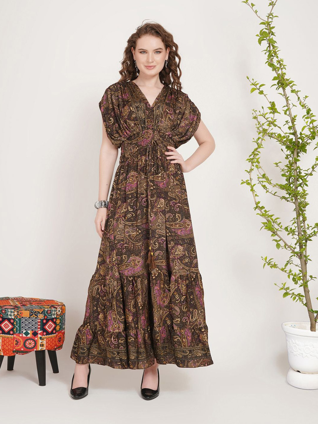 Buy Boholyfe Women Elaris Mocha Plum Maxi Dress - Dresses for Women ...