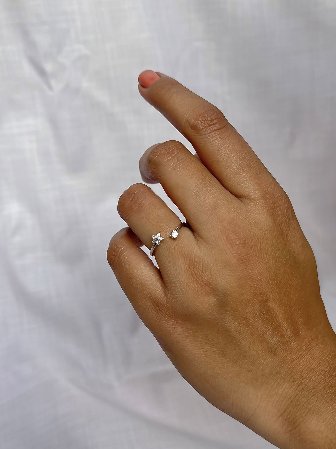 Buy Satlaa 925 Pure Sterling Silver Star CZ Adjustable Female Cute ...