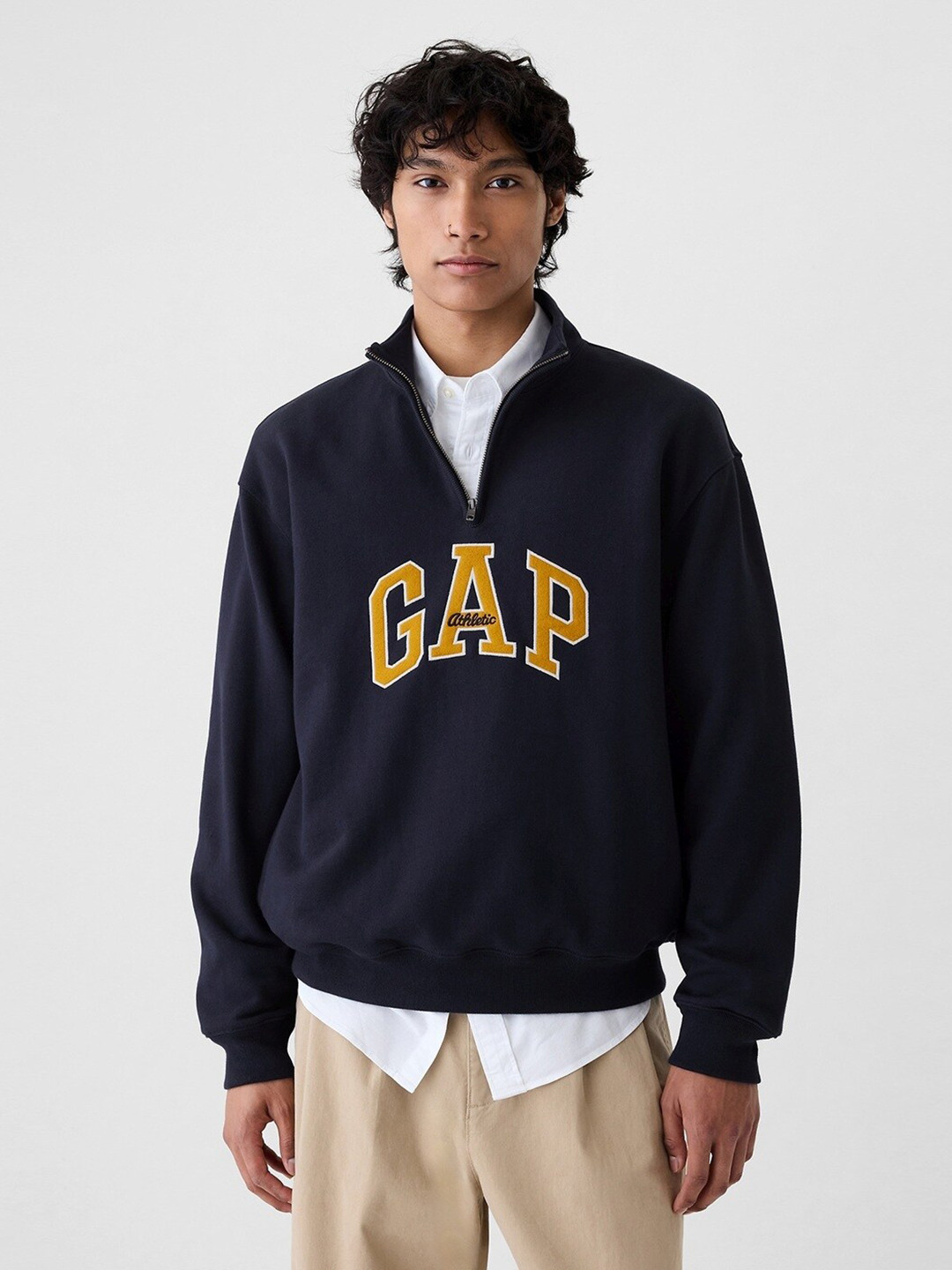 Buy GAP Brand Logo Embroidered Mock Collar Sweatshirt - Sweatshirts for ...