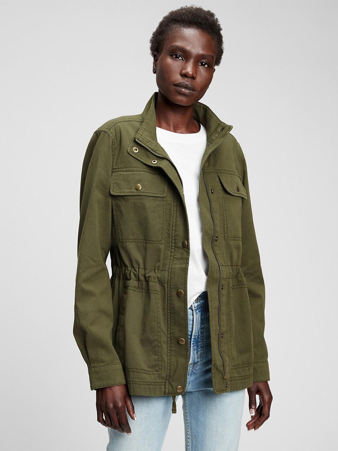 Buy GAP V Core Utility Pure Cotton Tailored Jacket - Jackets for Women ...