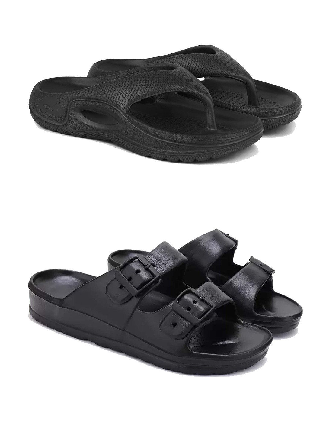 Buy PENNEN Pack Of 2 Sliders & Thong Flip Flops - Flip Flops for Men ...