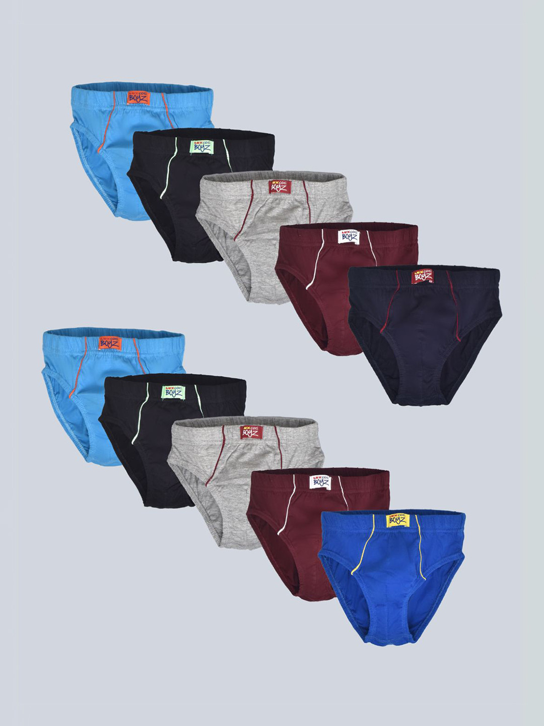 Buy Lux Cozi Boys Pack Of 10 Pure Cotton Mid Rise Basic Briefs COZI ...