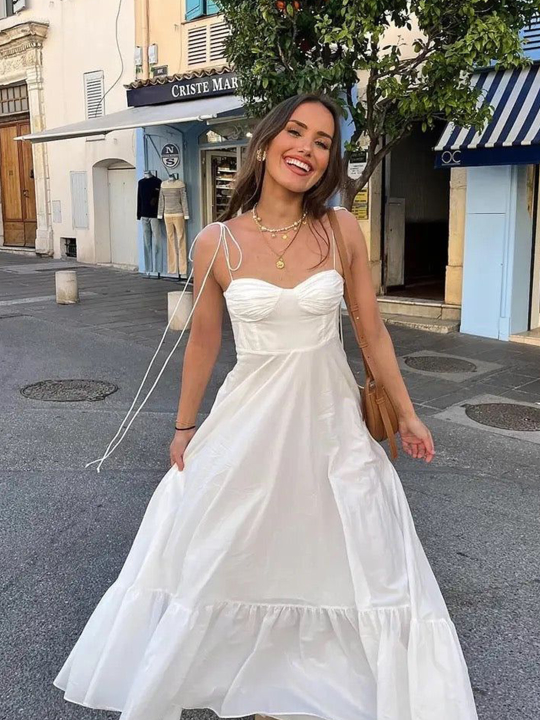 Buy Alamode By Akanksha Women White Camellia Summer Holiday Maxi Dress ...