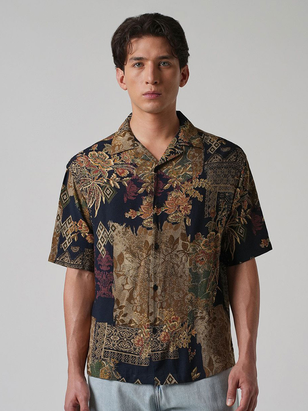 Buy Banana Club Floral Printed Cuban Collar Feather Shirt - Shirts for ...