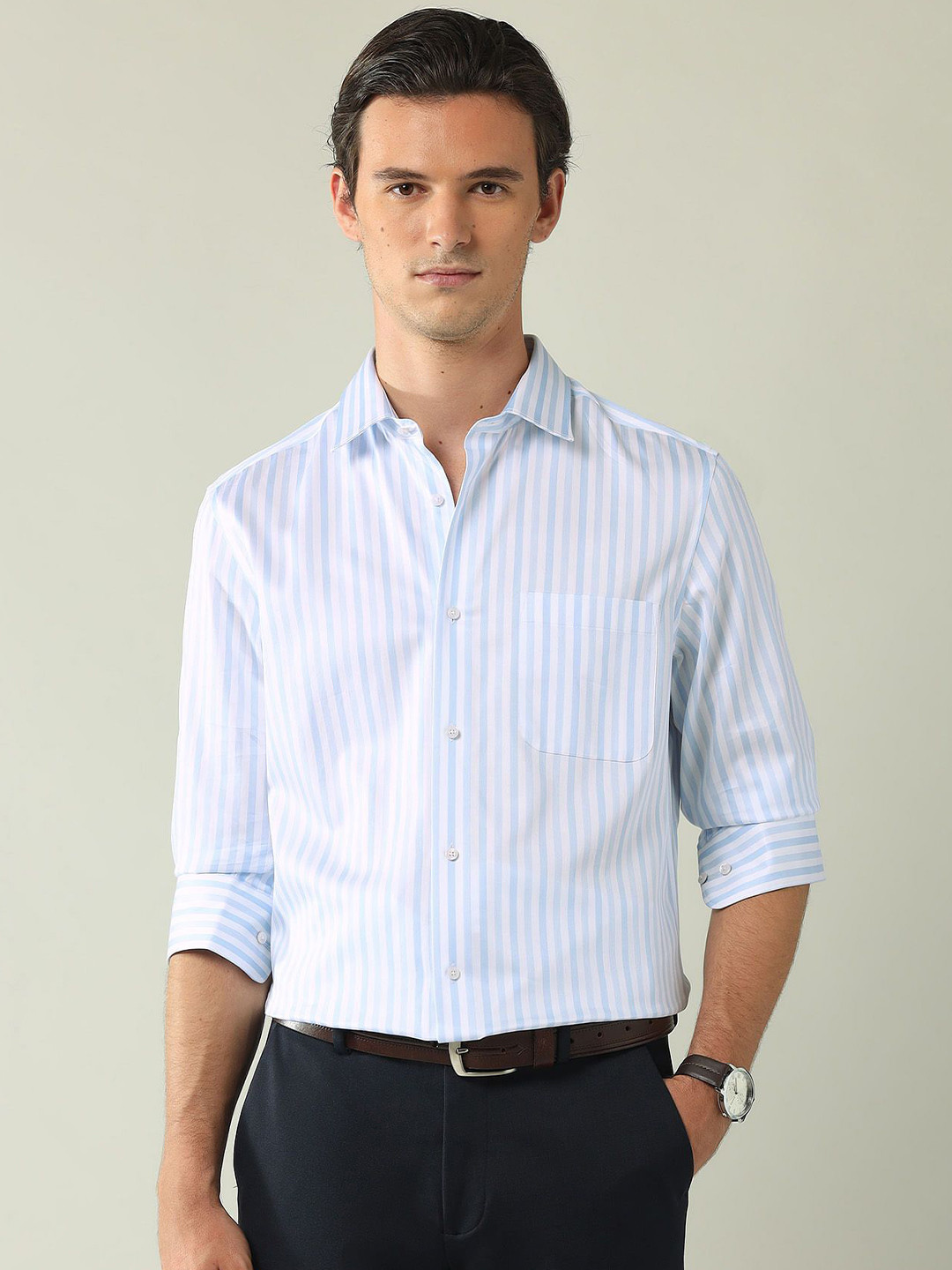 Buy AD By Arvind Regular Fit Striped Cotton Shirt - Shirts for Men ...