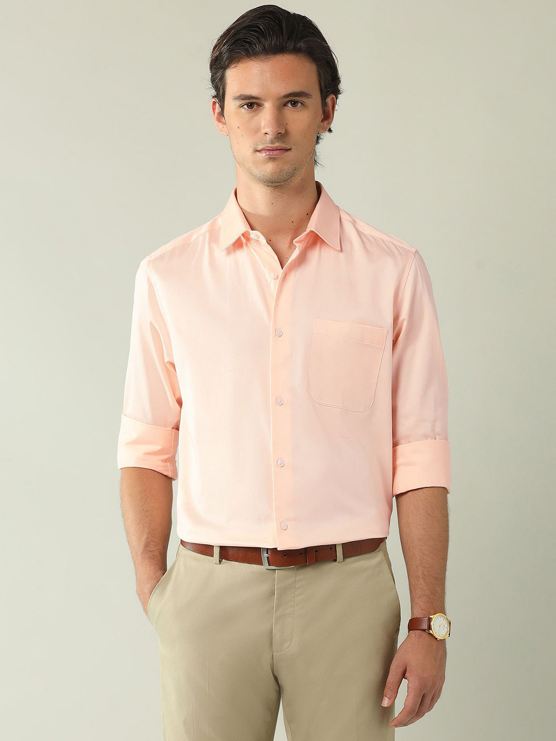 Buy AD By Arvind Regular Fit Satin Solid Shirt - Shirts for Men ...