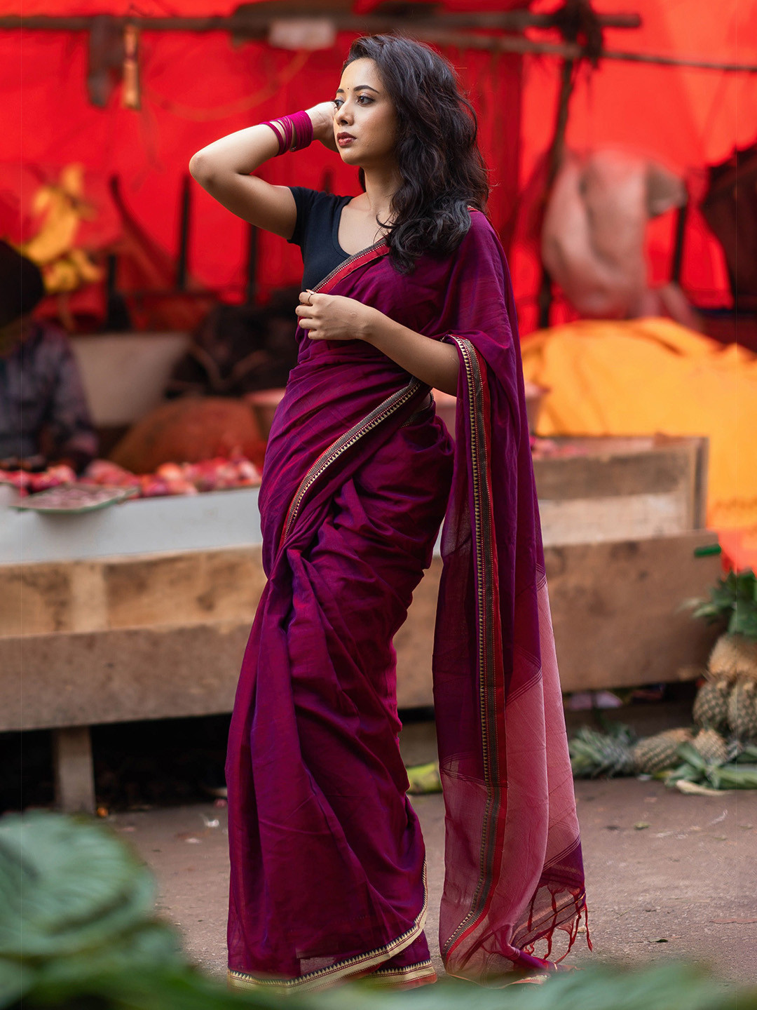 Buy DEVIKA TEXTILES Pure Cotton Narayan Peth Saree - Sarees for Women 34023113 | Myntra