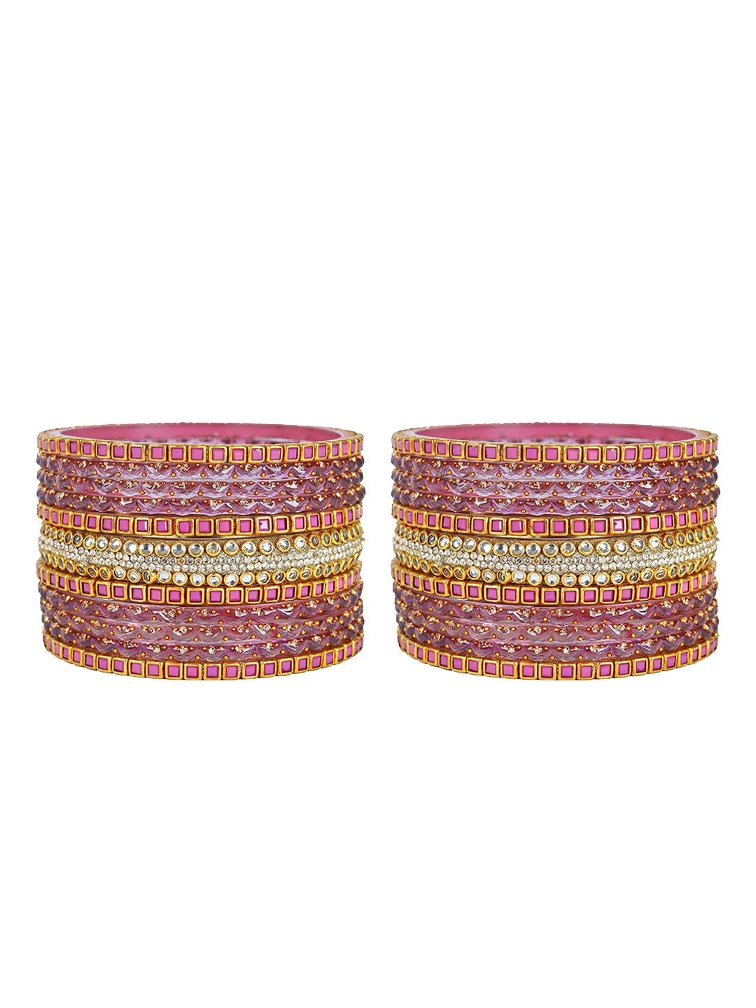 Buy KOTTIAR CREATIONS Set Of 22 Crystal Studded Glass Diamond Bangle ...