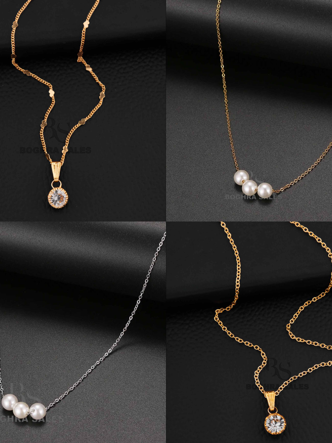 Buy Boghra Sales Set Of 4 Gold Plated German Silver Pearls Necklace ...