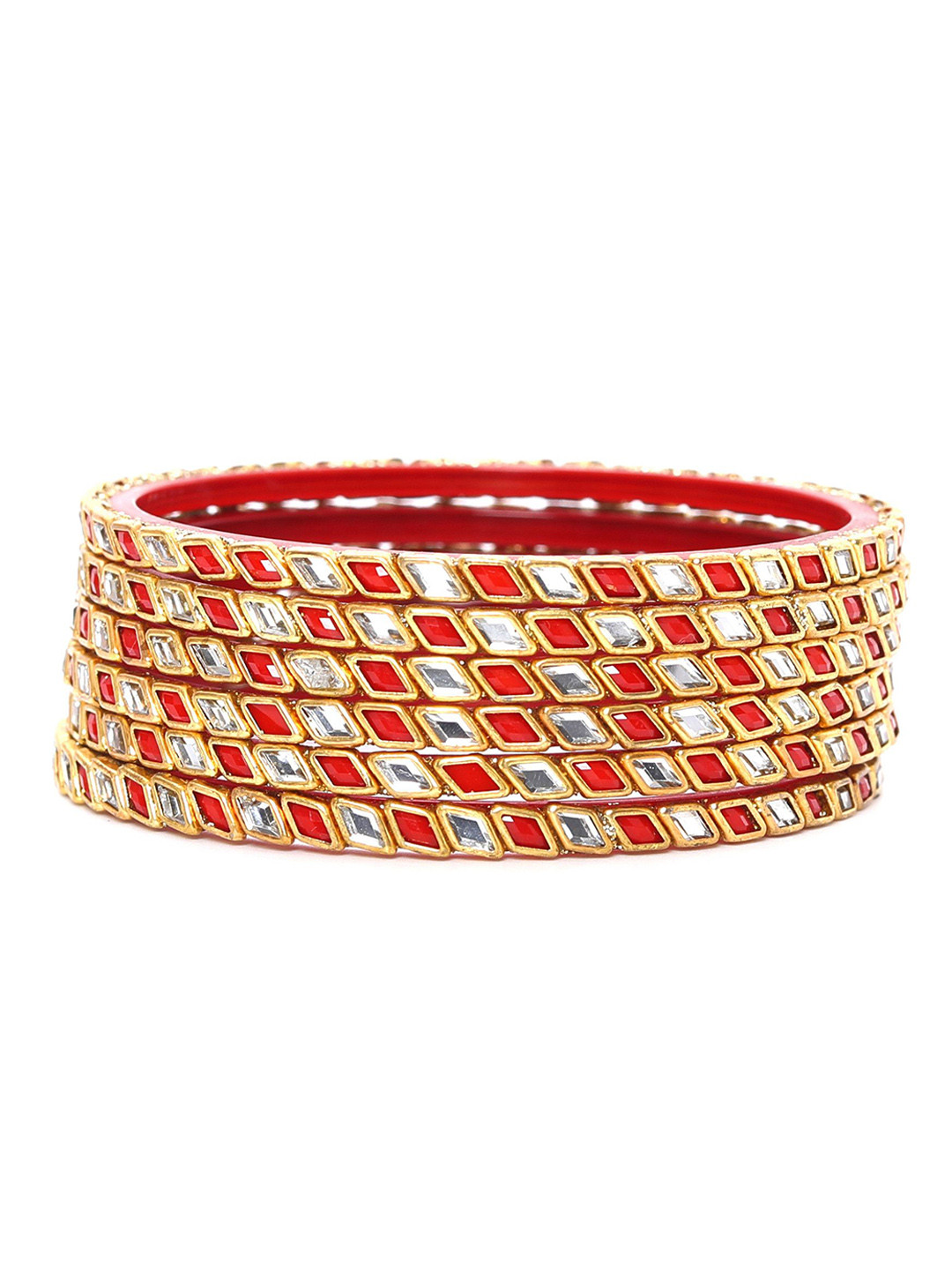 Buy KOTTIAR CREATIONS Set Of 12 Crystal Studded Glass Diamond Bangle ...