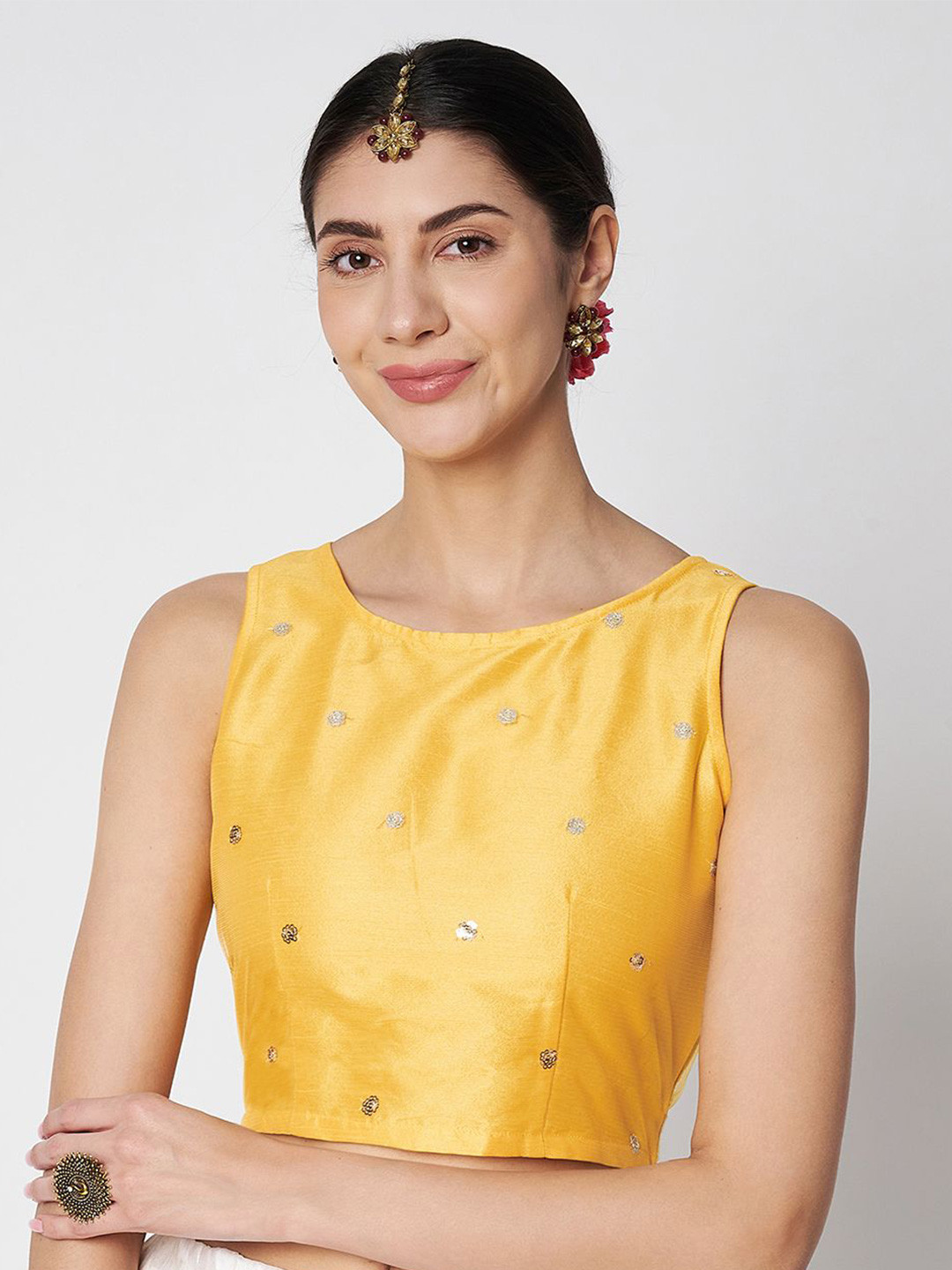 Buy Studio Rasa Polka Dot Embroidered Round Neck Crop Top - Tops for Women 34020452 | Myntra