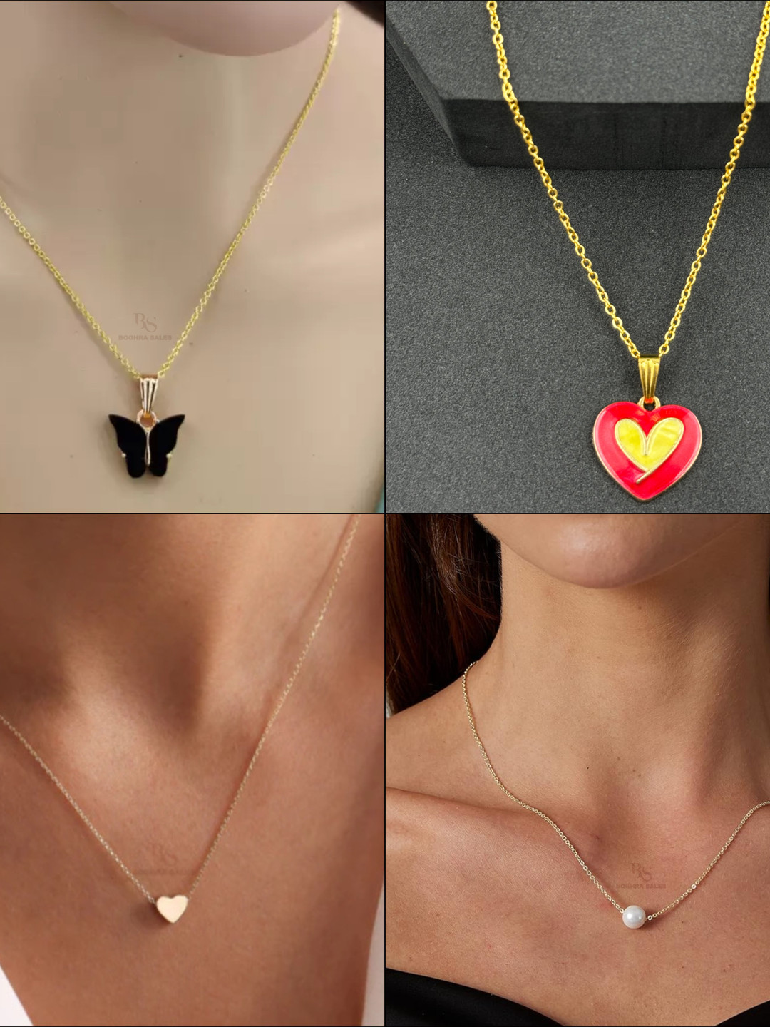 Buy Boghra Sales Set Of 4 Gold Plated Brass Pearls Chain - Necklace And ...