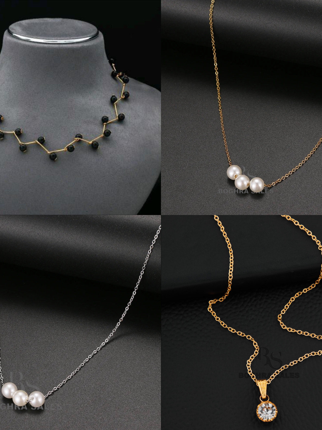 Buy Boghra Sales Set Of 4 Gold Plated German Silver Pearls Necklace ...