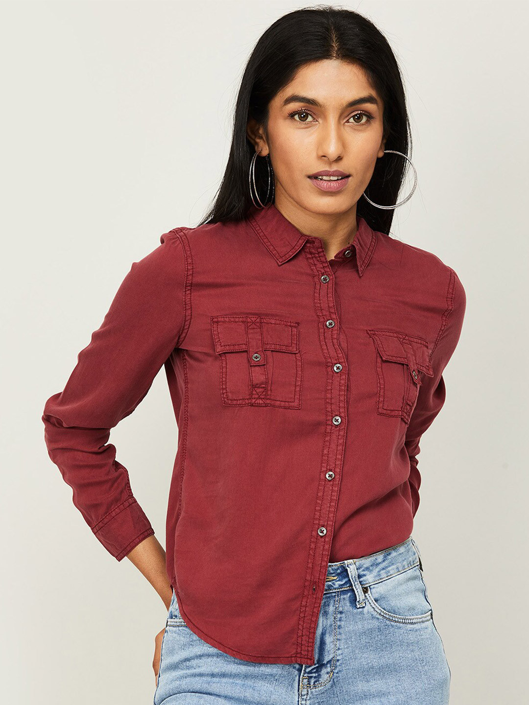 Buy Fame Forever By Lifestyle Women Red Casual Shirt - Shirts for Women ...