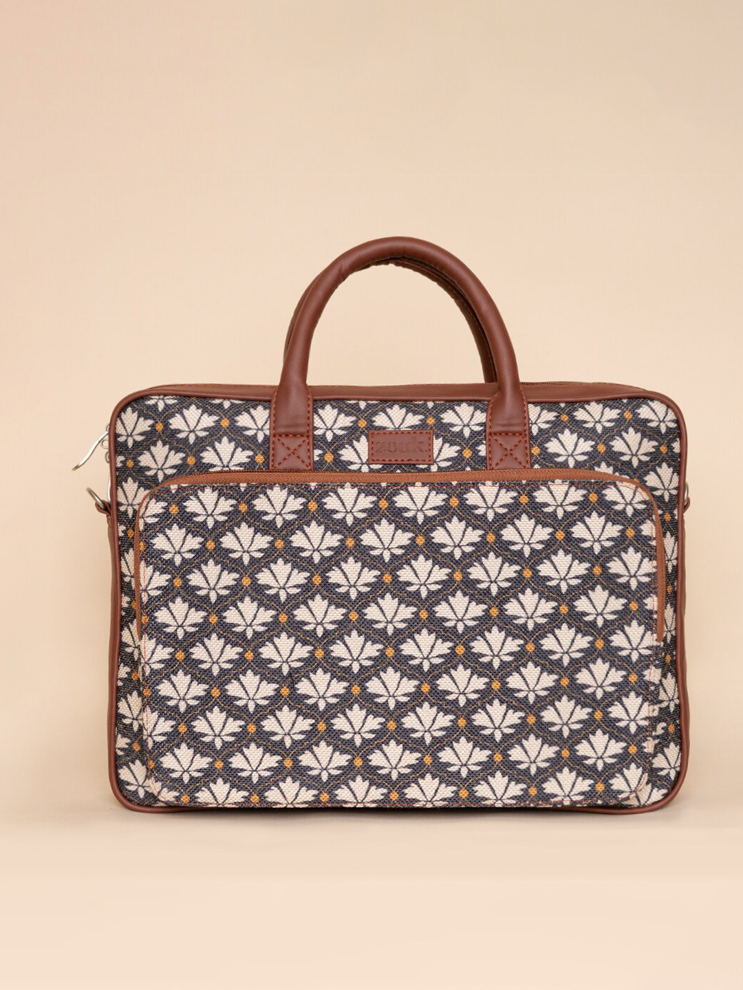 Buy ZOUK Unisex Black & Cream Printed Jute Laptop Bag - Laptop Bag for ...