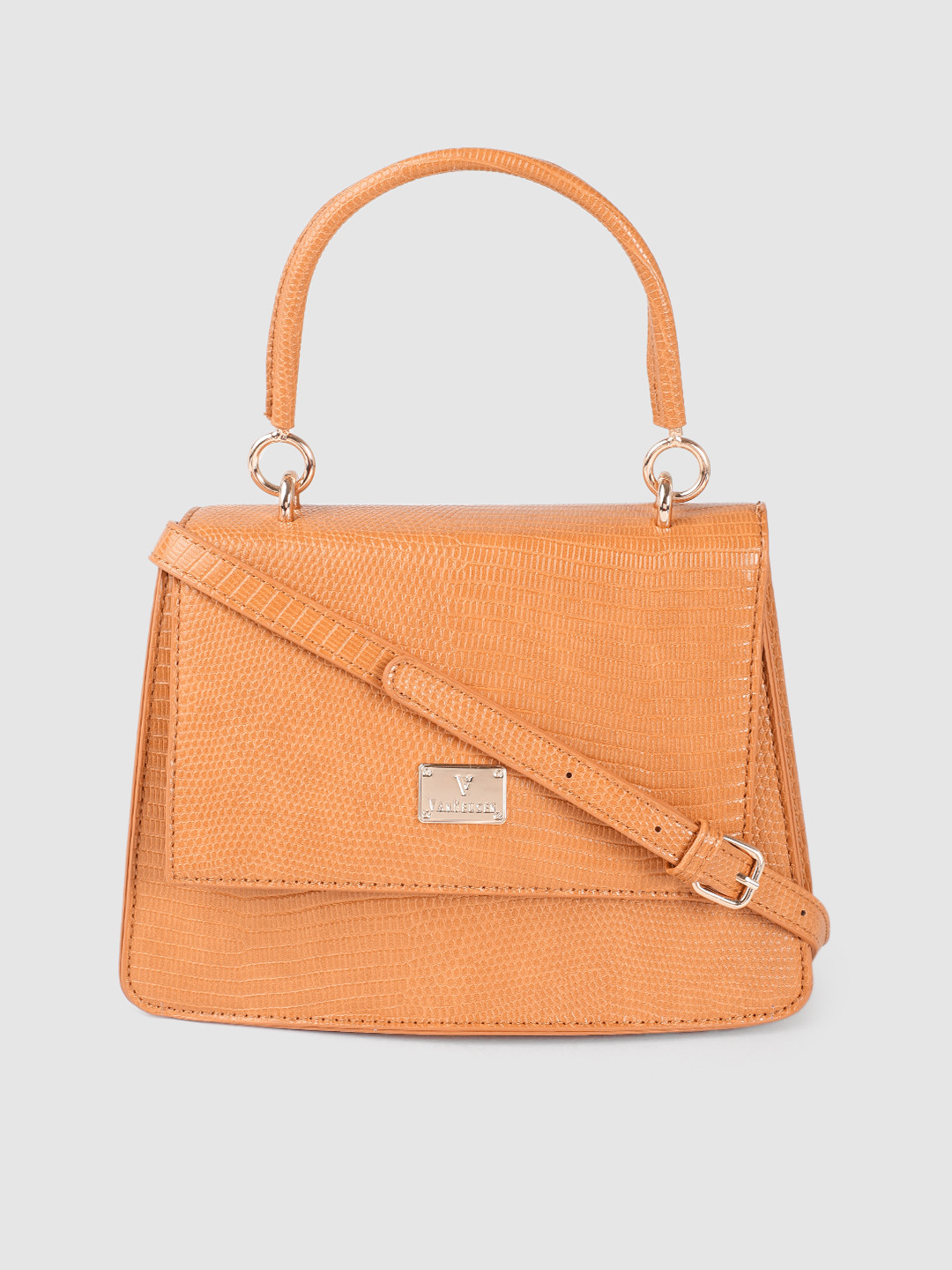 Buy Van Heusen Tan Brown Animal Textured Structured Satchel - Handbags ...