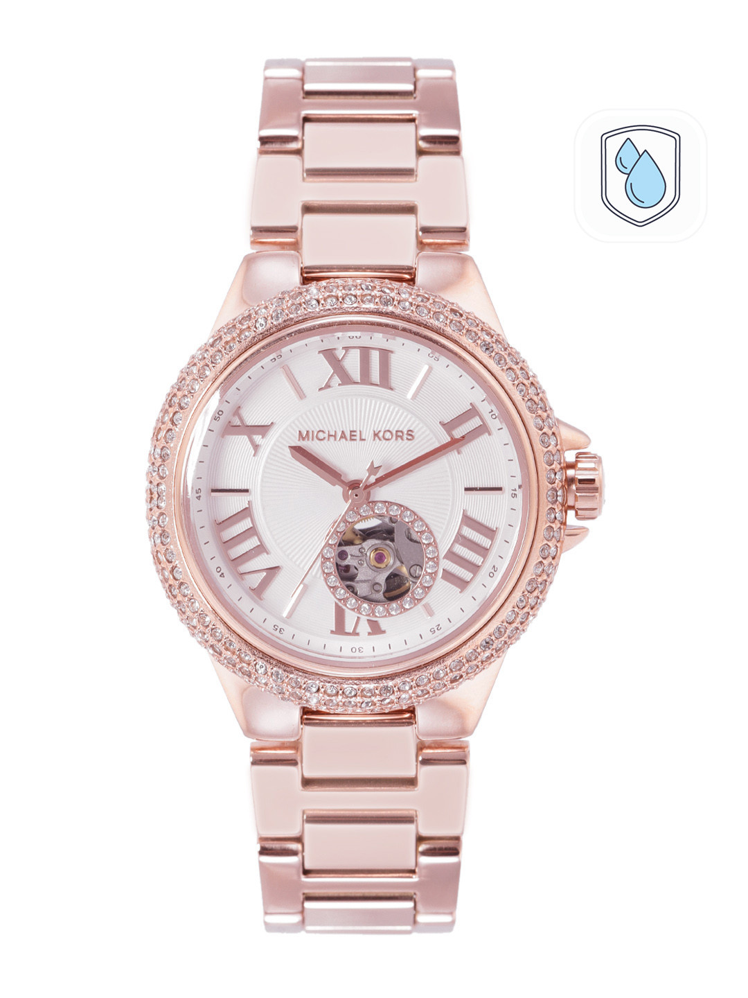 Buy Michael Kors Women White Dial & Rose Gold Plated Analogue Motion ...