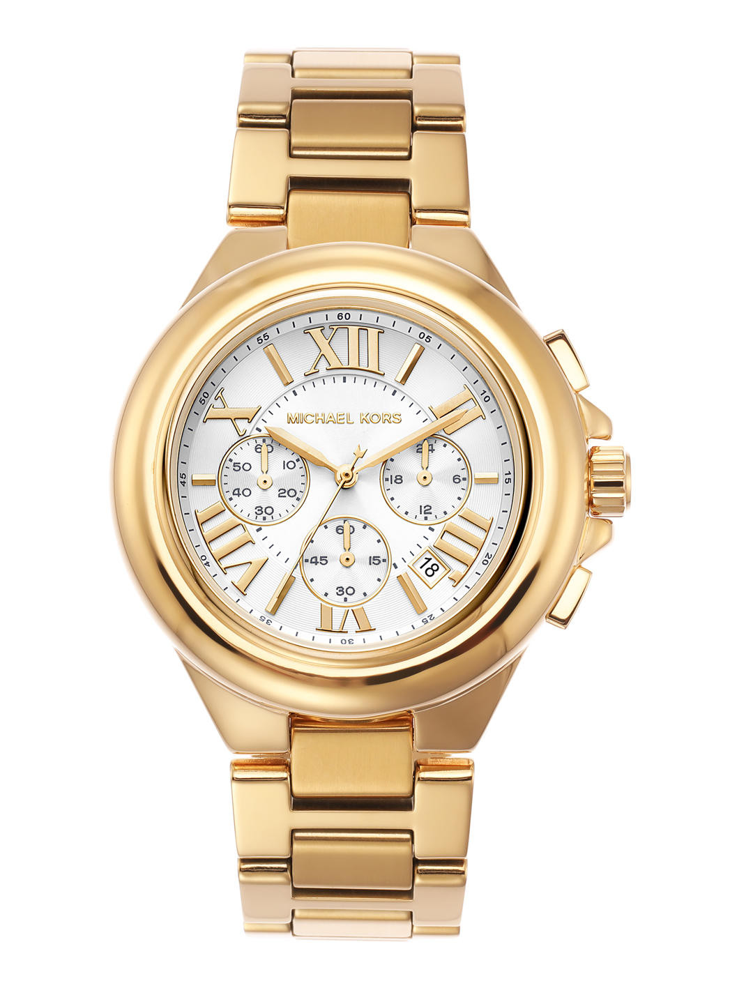 Buy Michael Kors Women White Dial & Gold Toned Bracelet Style Straps ...