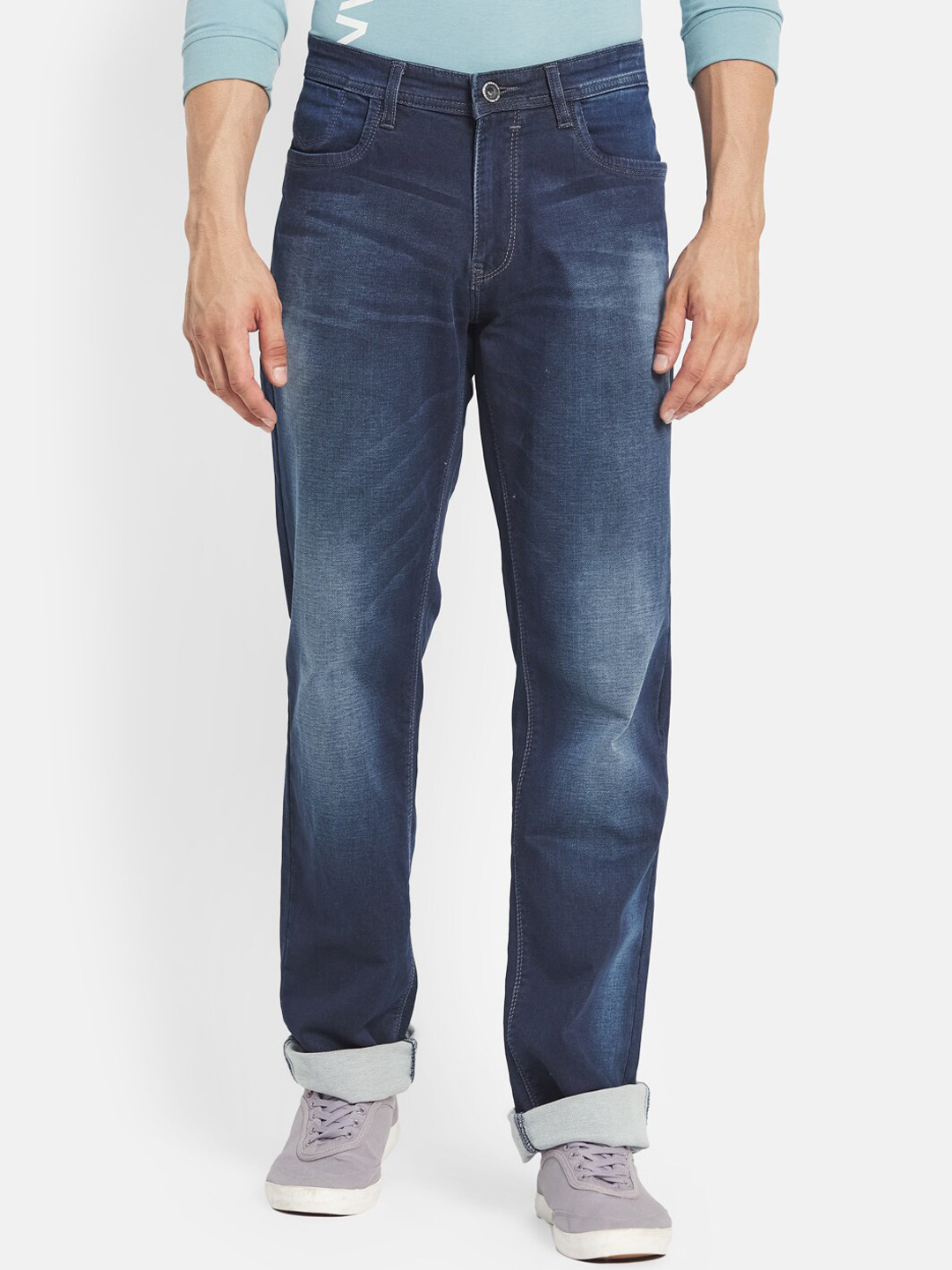 Buy Octave Men Blue Straight Fit Light Fade Stretchable Jeans - Jeans ...