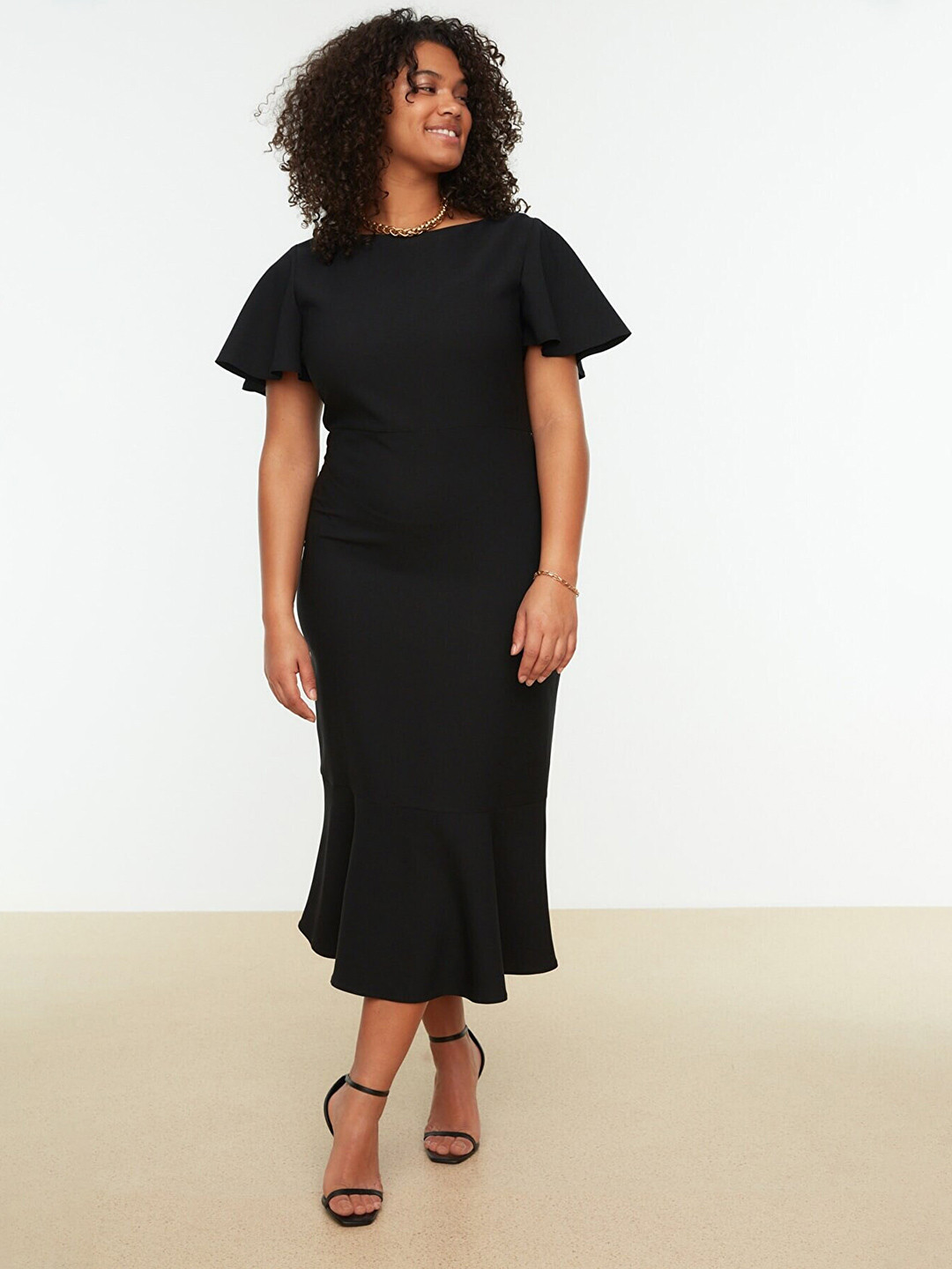 Buy Trendyol Women Black Solid Sheath Midi Dress - Dresses for Women ...