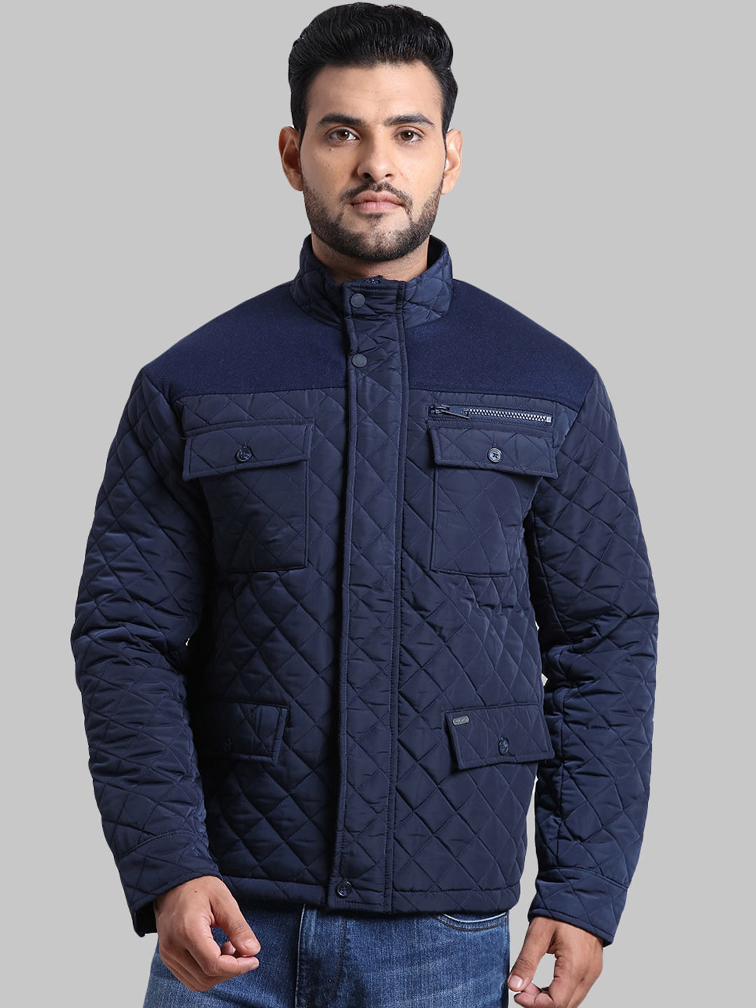 Buy ColorPlus Men Blue Quilted Jacket - Jackets for Men 20266534 | Myntra