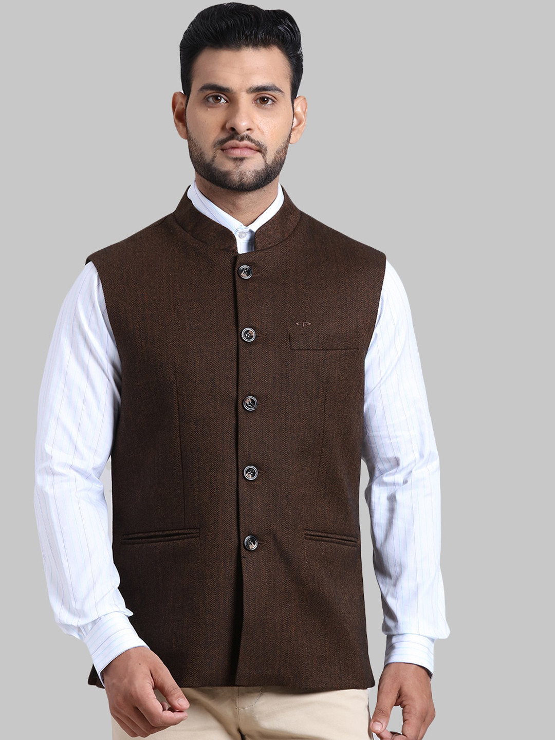 Buy ColorPlus Men Brown Nehru Jacket - Nehru Jackets for Men 20266536 ...