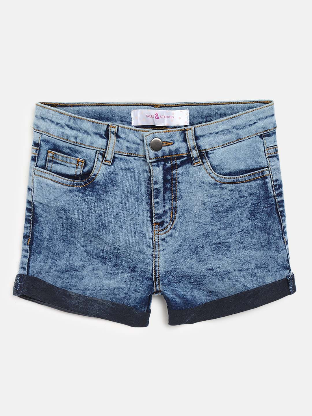 Buy TALES & STORIES Girls Blue Denim Shorts - Shorts for Girls 20276736 ...