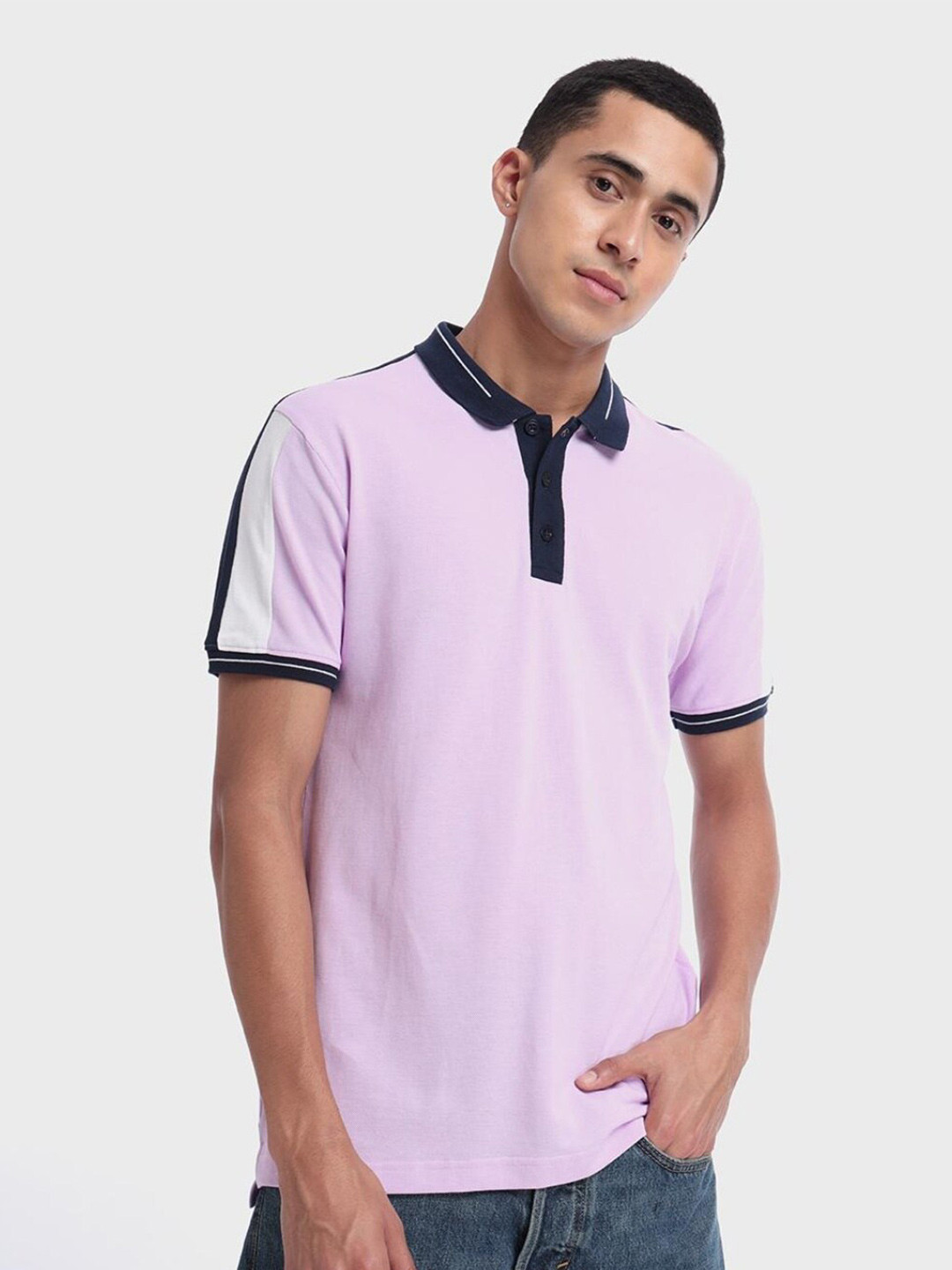 Buy Bewakoof Men Lavender Polo Collar T Shirt - Tshirts for Men ...