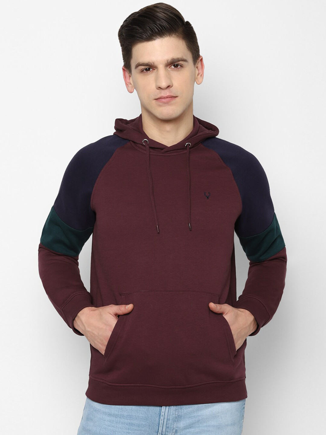 Buy Allen Solly Men Maroon Hooded Sweatshirt - Sweatshirts for Men ...