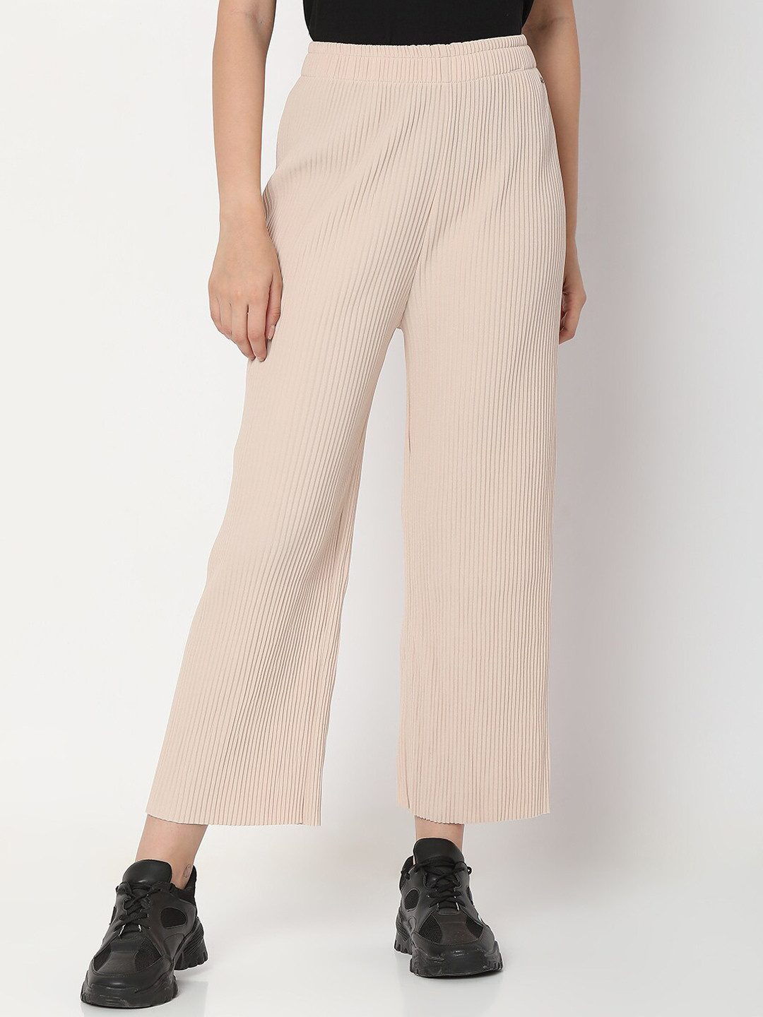 Buy SPYKAR Women Cream Colored Solid Cotton Track Pants - Track Pants ...