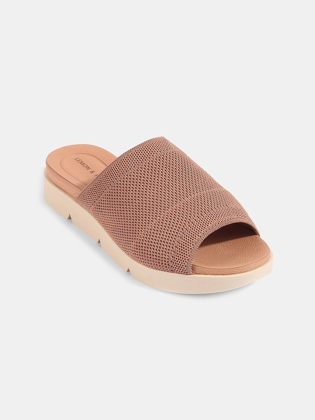 Buy LEMON & PEPPER Women Nude Coloured Printed Open Toe Flats - Flats ...