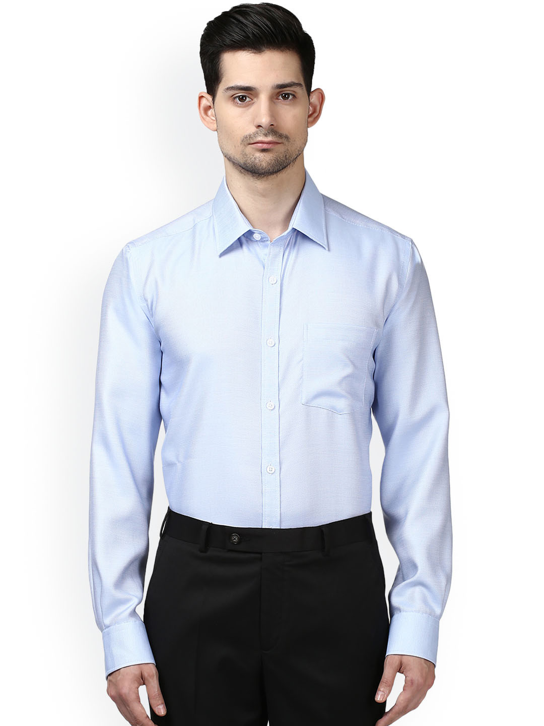 Buy Park Avenue Men Blue Smart Slim Fit Solid Formal Shirt - Shirts for ...