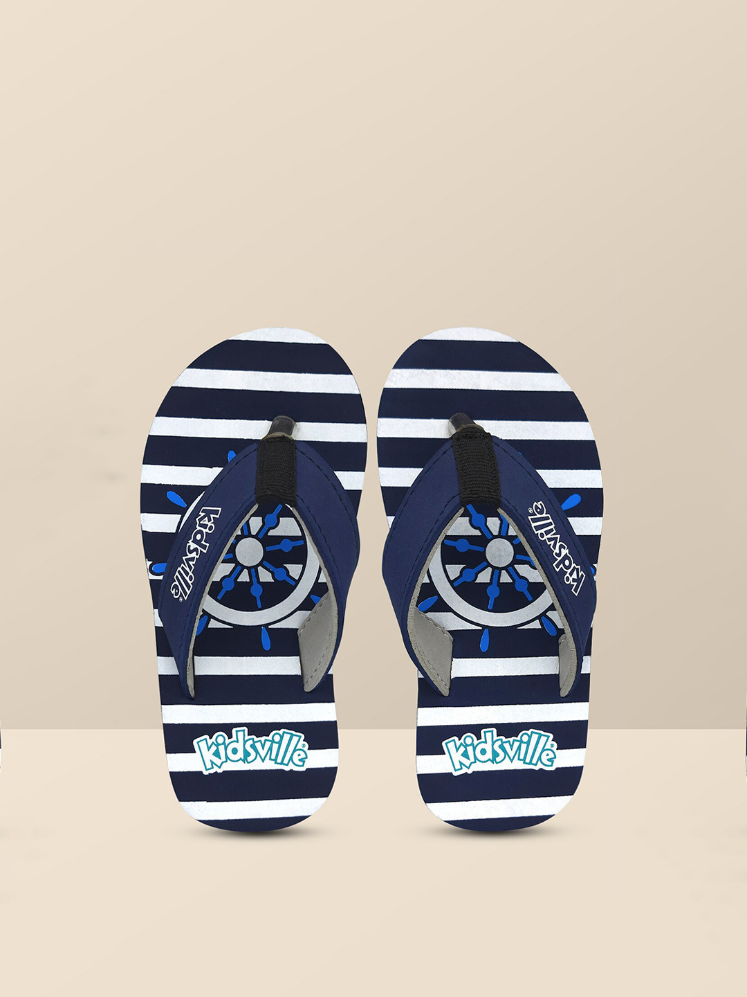 Buy Kids Ville Boys Navy Blue & White Printed Rubber Thong Flip Flops ...