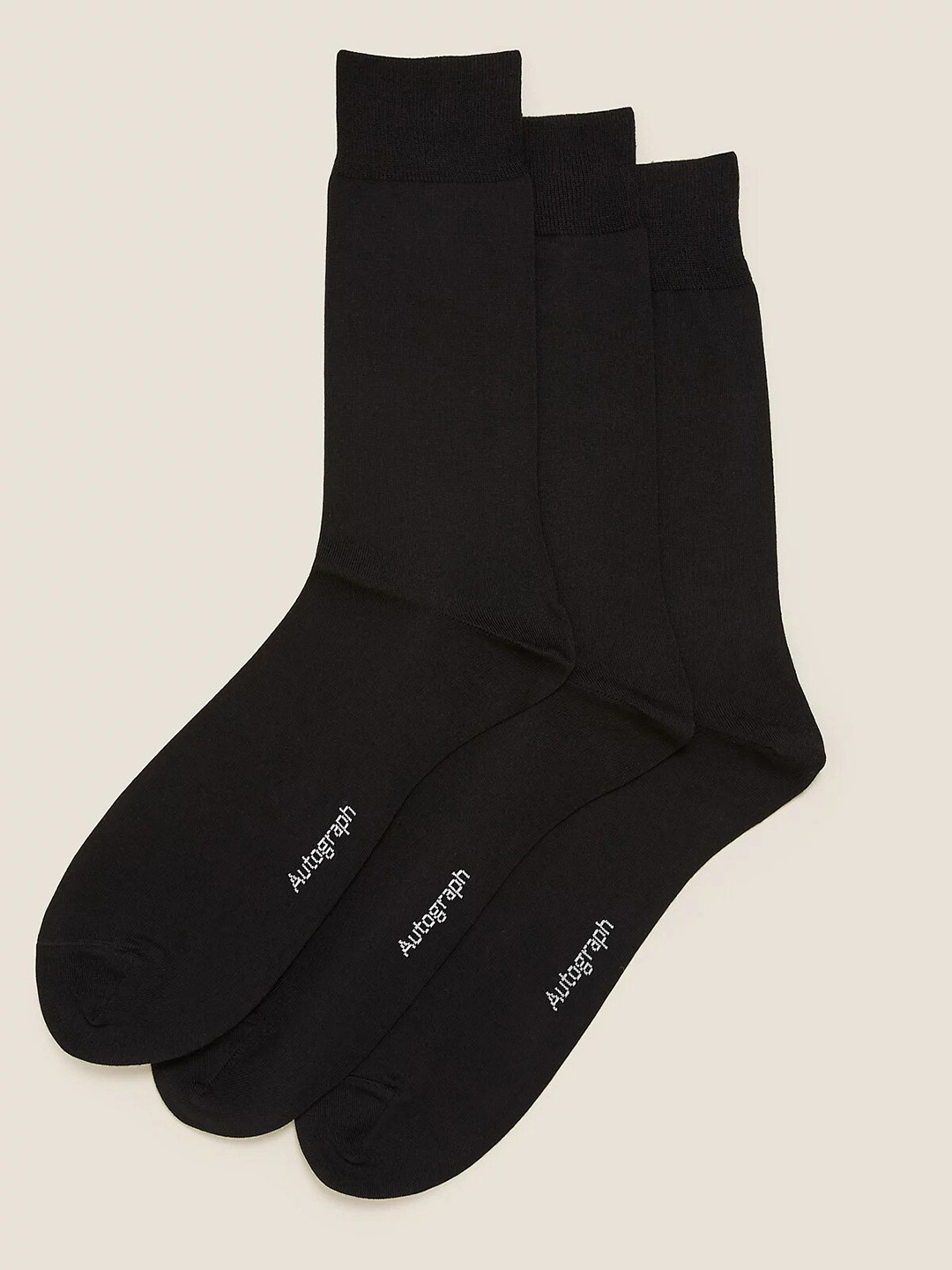 Buy Marks & Spencer Men Pack Of 3 Navy Blue Solid Calf Length Socks ...