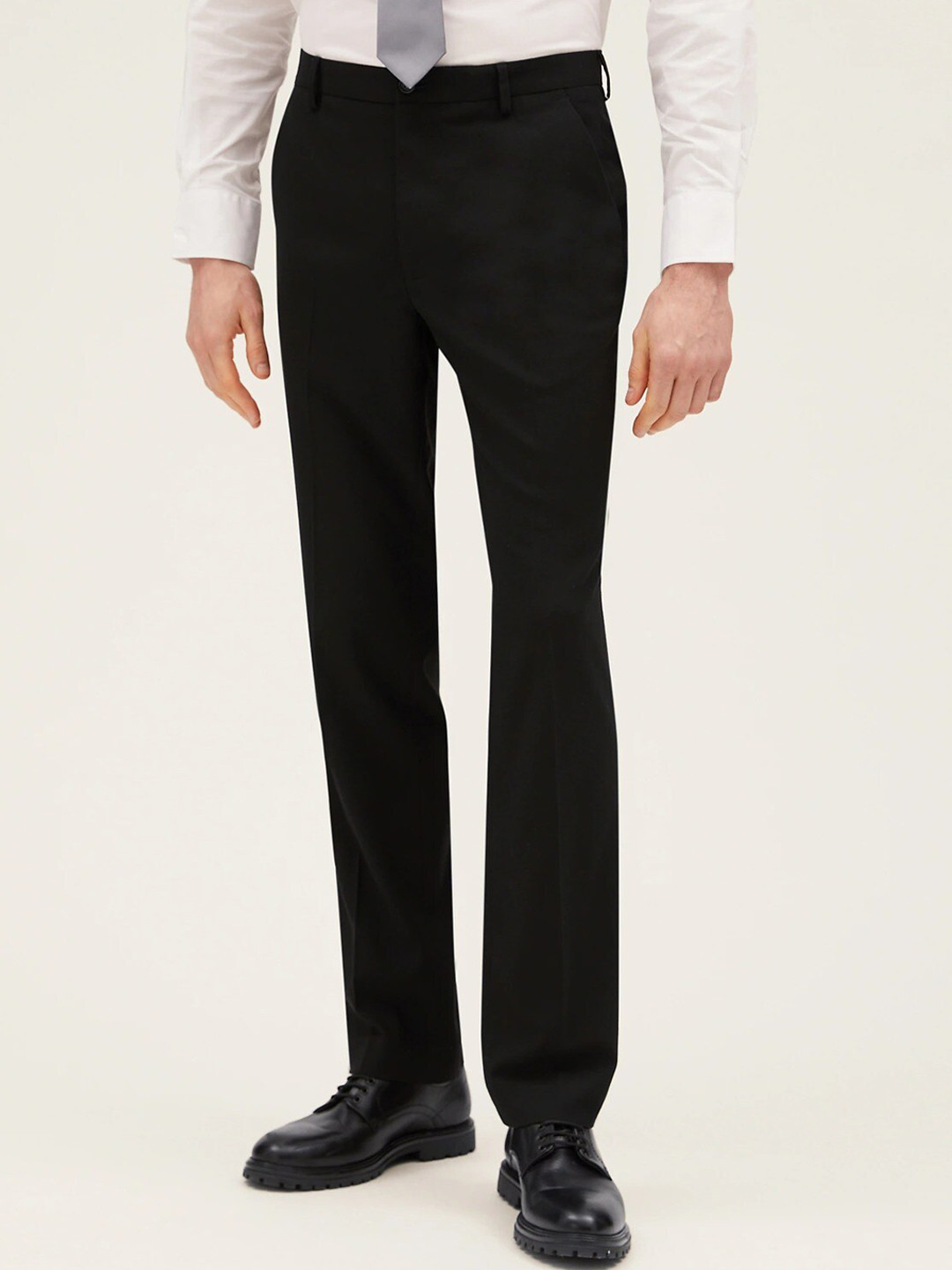 Buy Marks & Spencer Men Black High Rise Formal Trouser - Trousers for ...