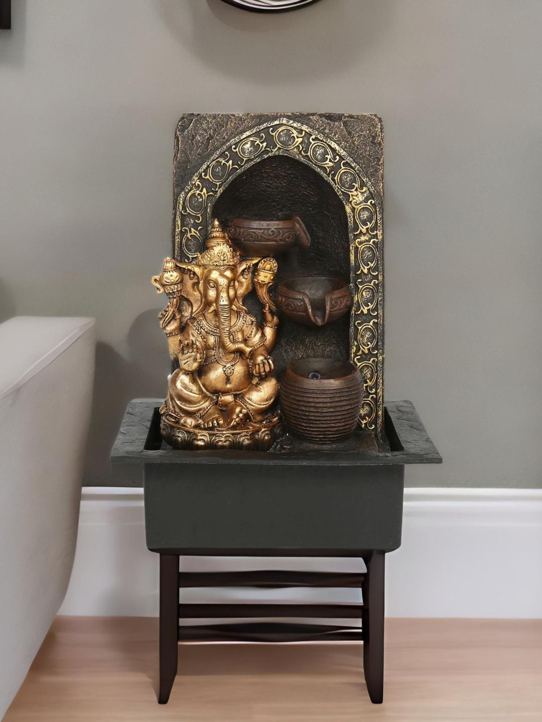 Buy Athome By Nilkamal Gold Toned Ganesh Divine Pot Water Fountain ...