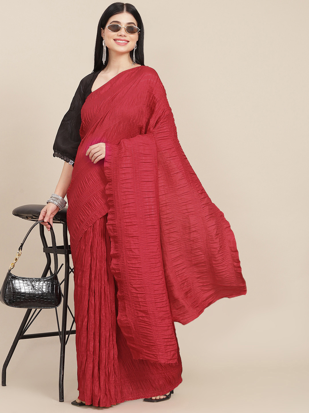 Buy Tikhi Imli Red Solid Saree - Sarees for Women 20287460 | Myntra