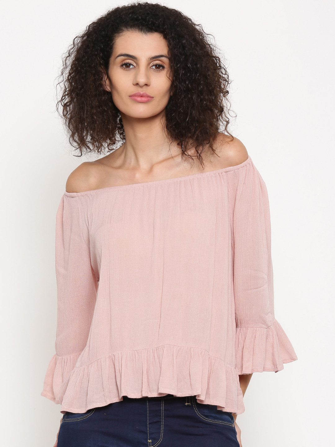 Buy Ginger By Lifestyle Women Peach Coloured Solid Top - Tops for Women ...