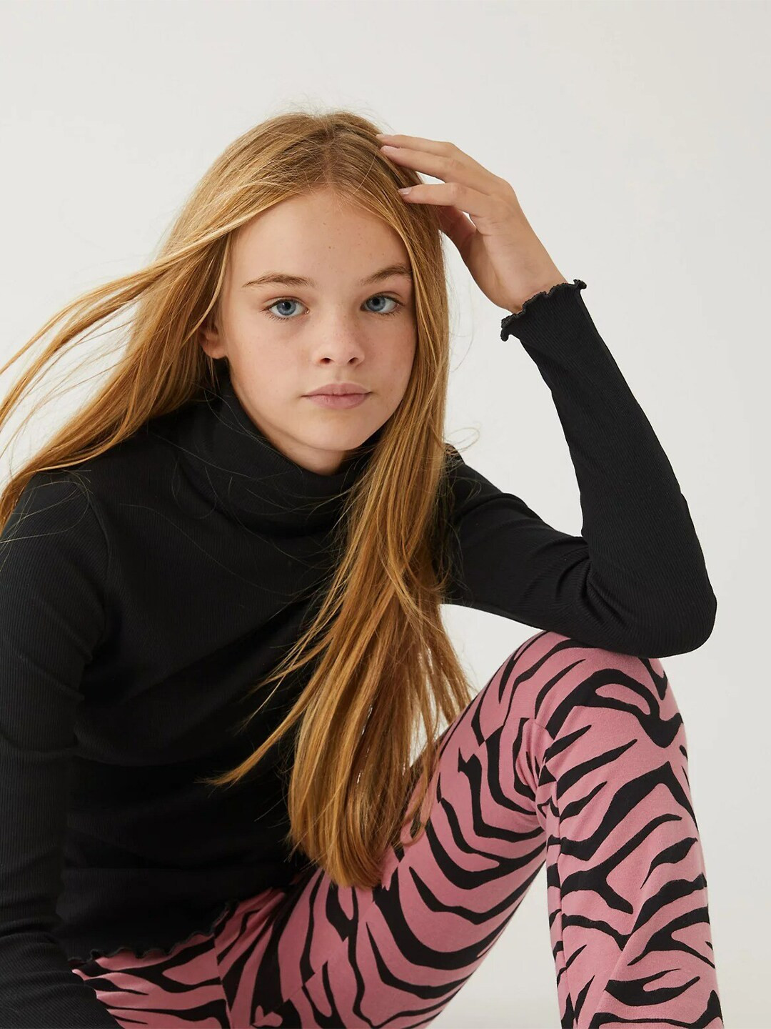 Buy Marks & Spencer Girls Black High Neck Top - Tops for Girls 20290306 ...